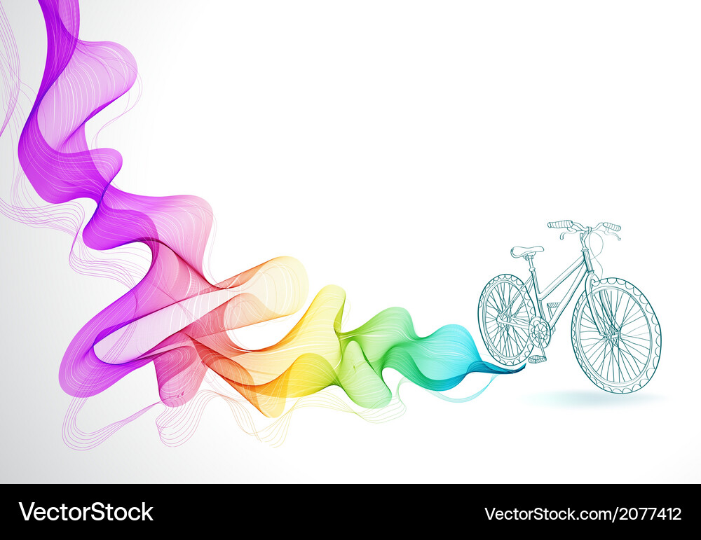 Abstract colorful background with wave and bicycle