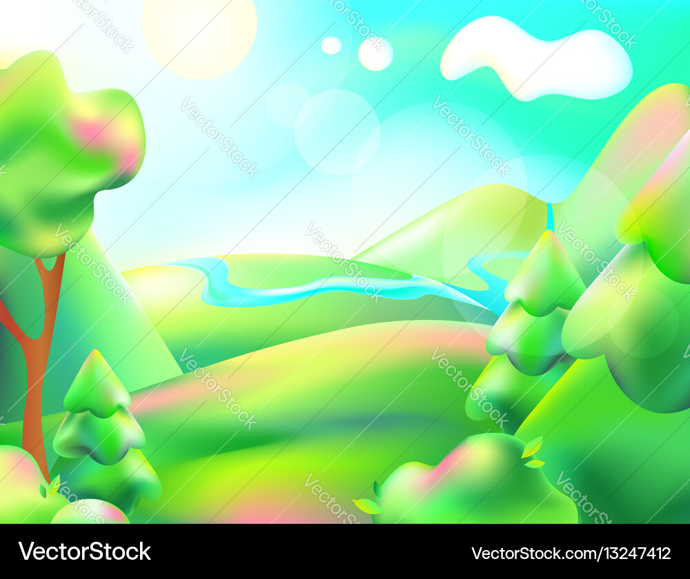 Colorful nature cartoon Royalty Free Vector Image