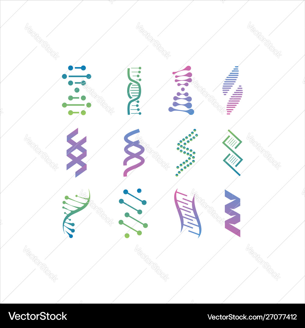 Dna genetic sign icons and elements collection Vector Image