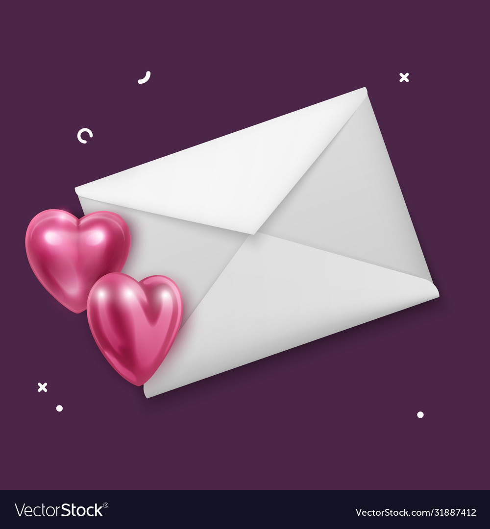 Envelope with red hearts for valentine day Vector Image
