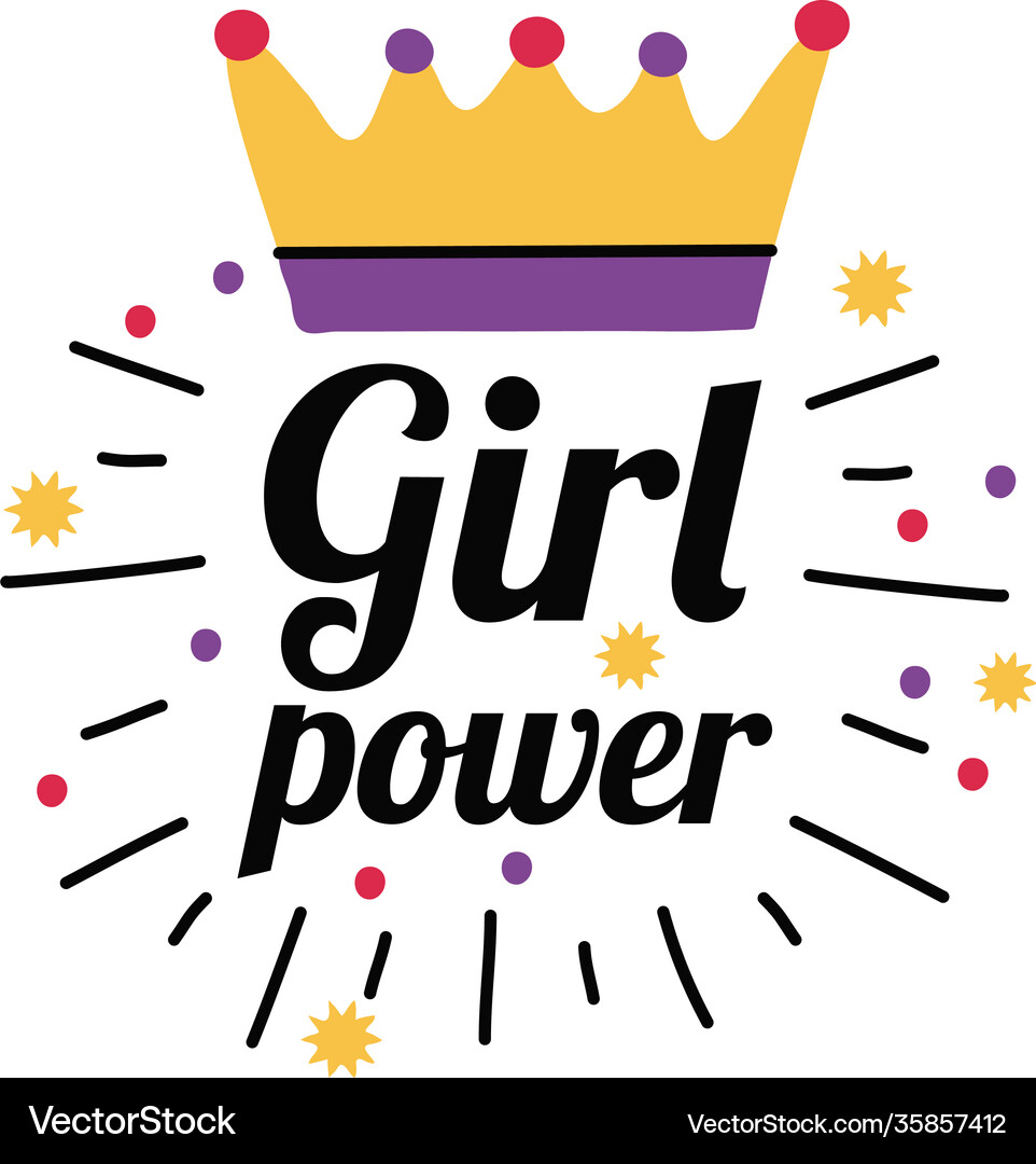 Girl power crown design Royalty Free Vector Image