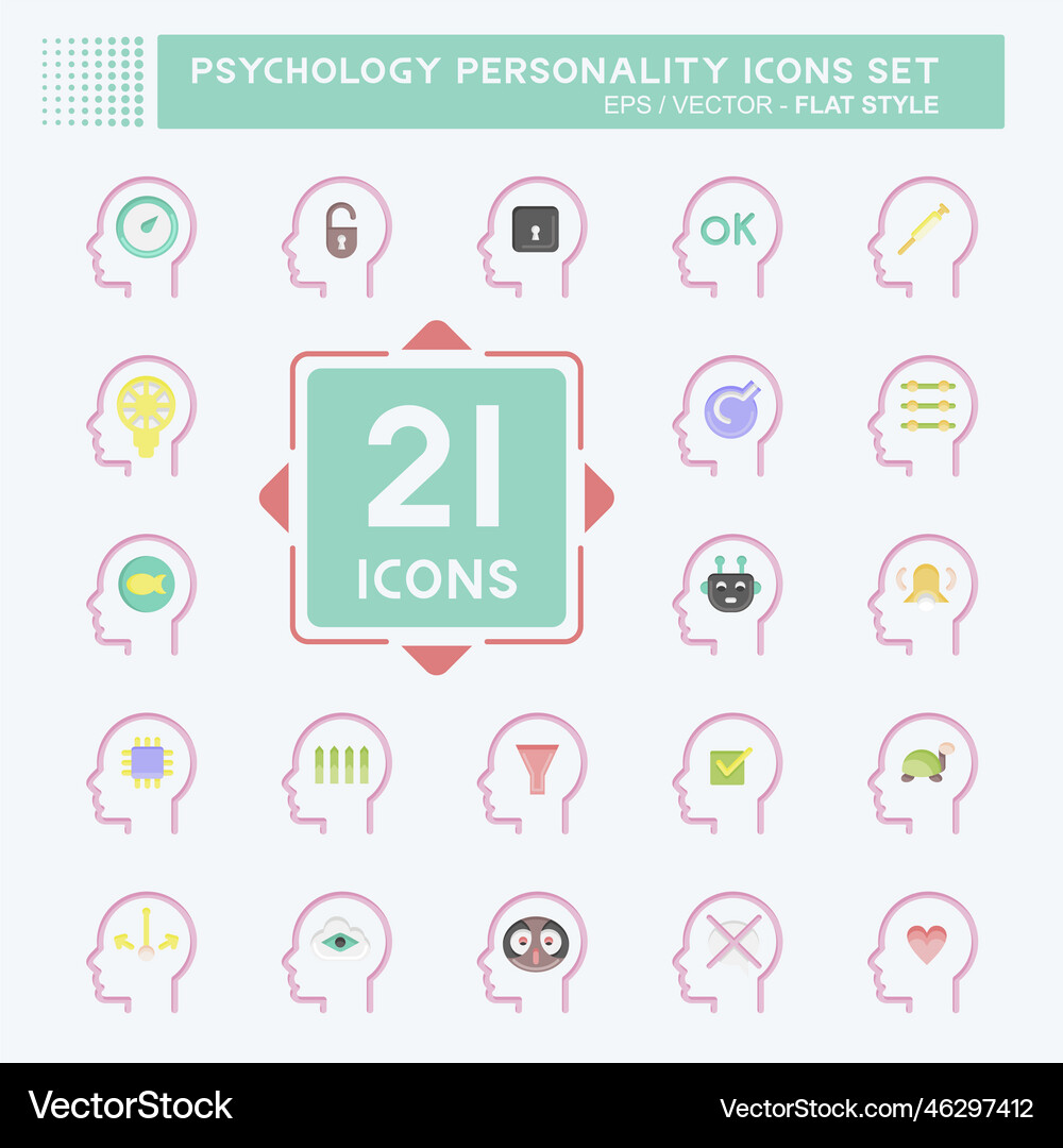 Icon set psychology personality related Royalty Free Vector