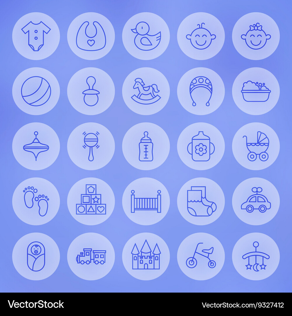 Line circle baand child icons set Royalty Free Vector Image