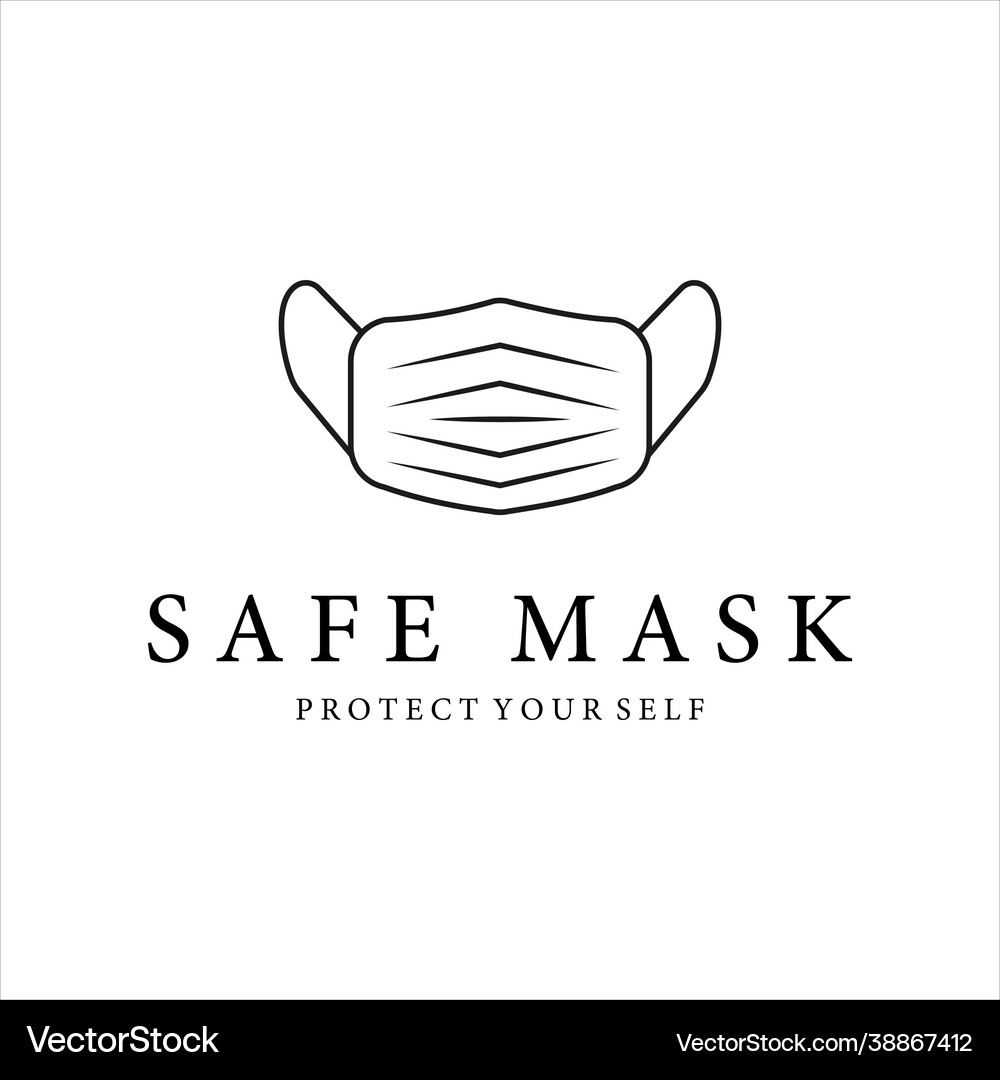 Mask logo line art simple minimalist template Vector Image