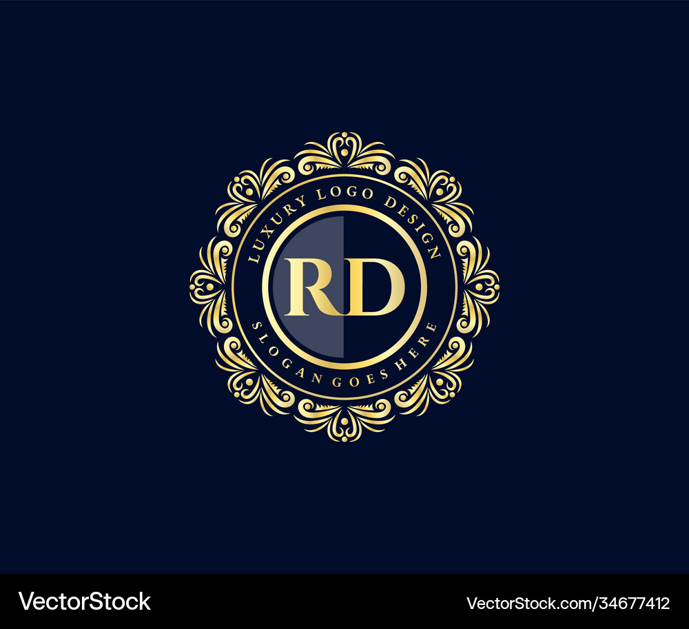 Rd initial letter gold calligraphic feminine Vector Image