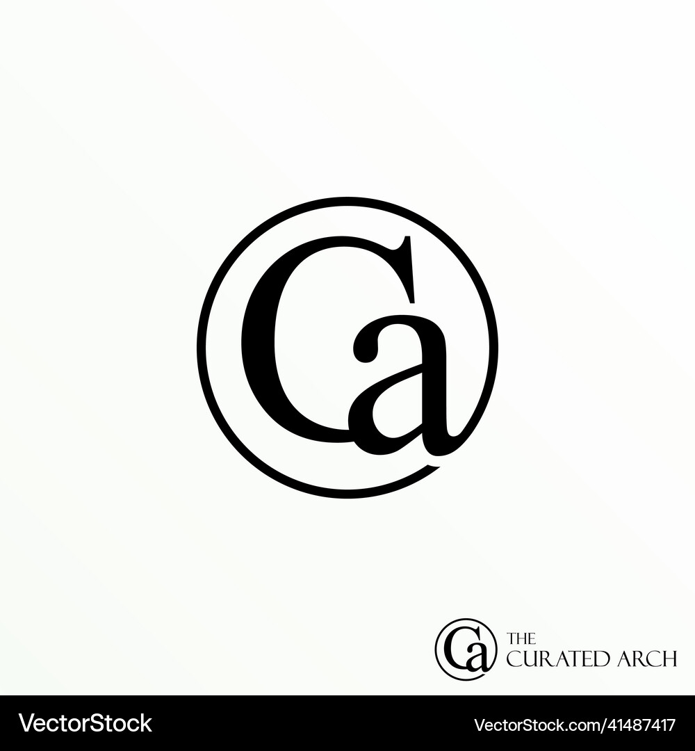 Abstract graphic symbol letter ca serif font Vector Image