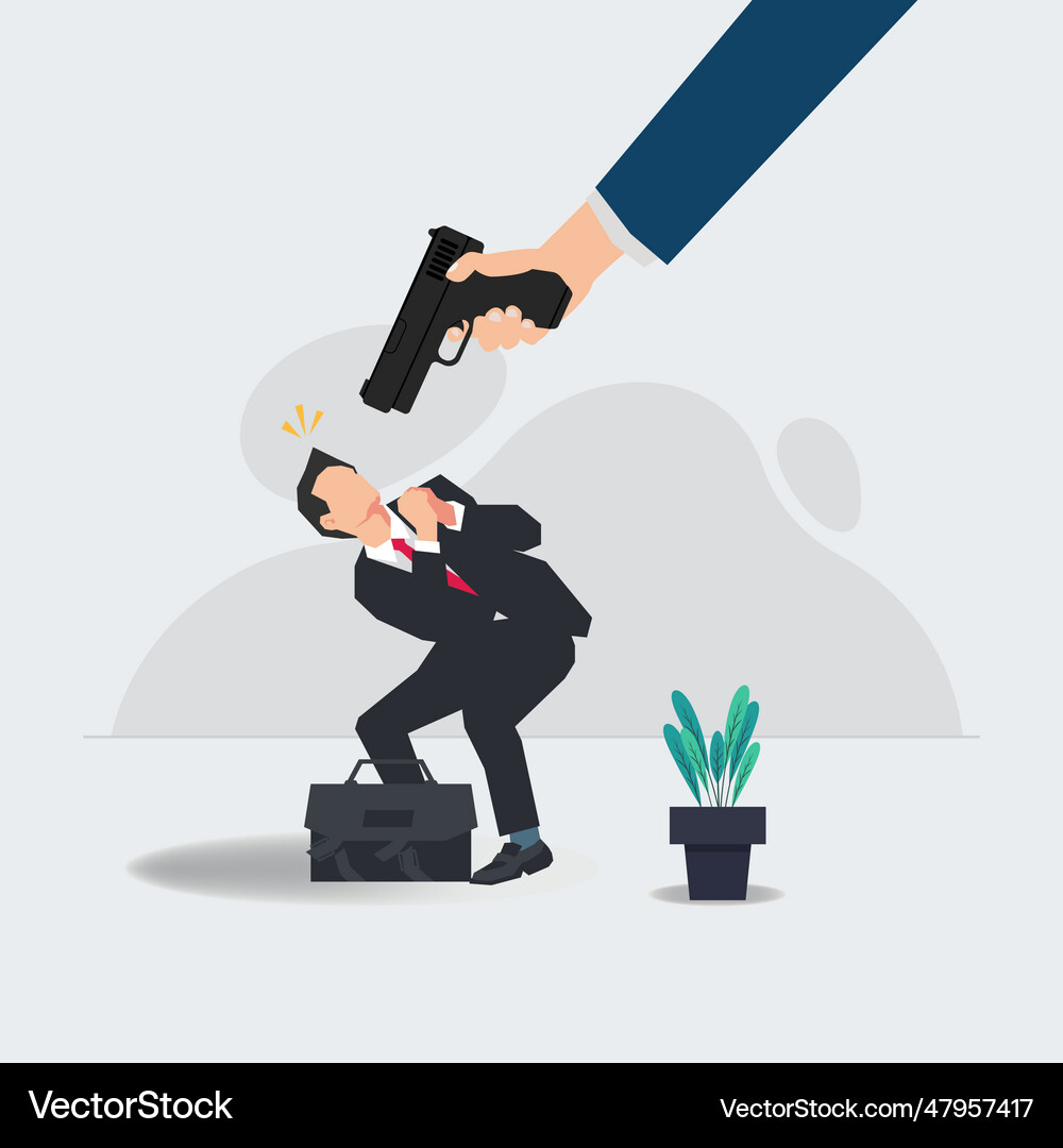 Businessman under gun point to head Royalty Free Vector