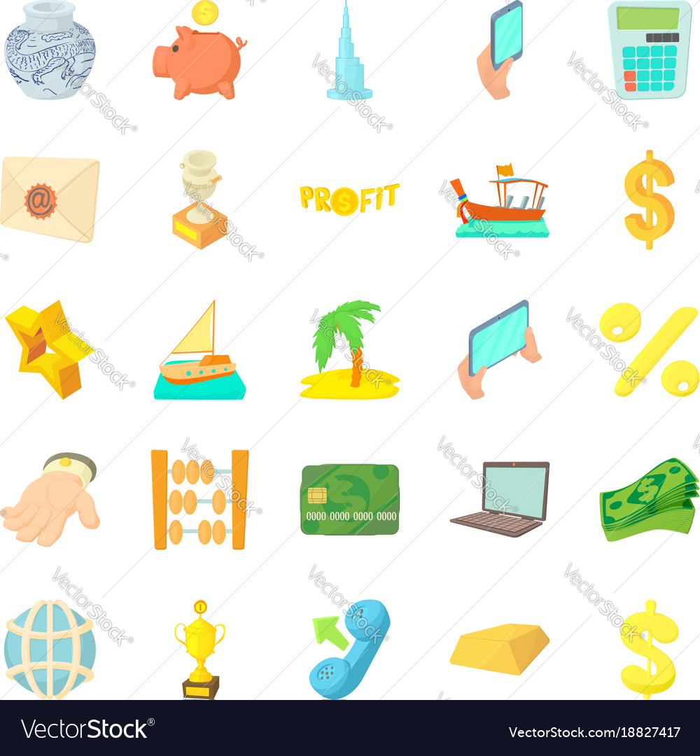 Currency Icons Set Cartoon Style Royalty Free Vector Image
