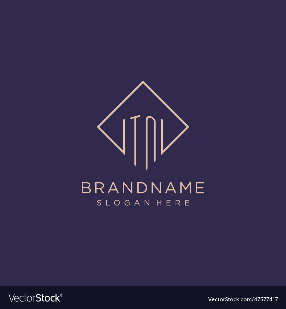 Initials tn logo monogram with rectangle style Vector Image