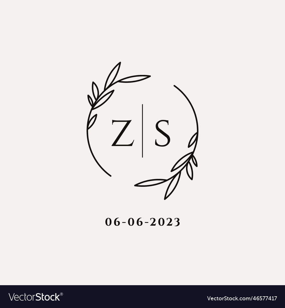 Letter zs wedding monogram logo design Royalty Free Vector