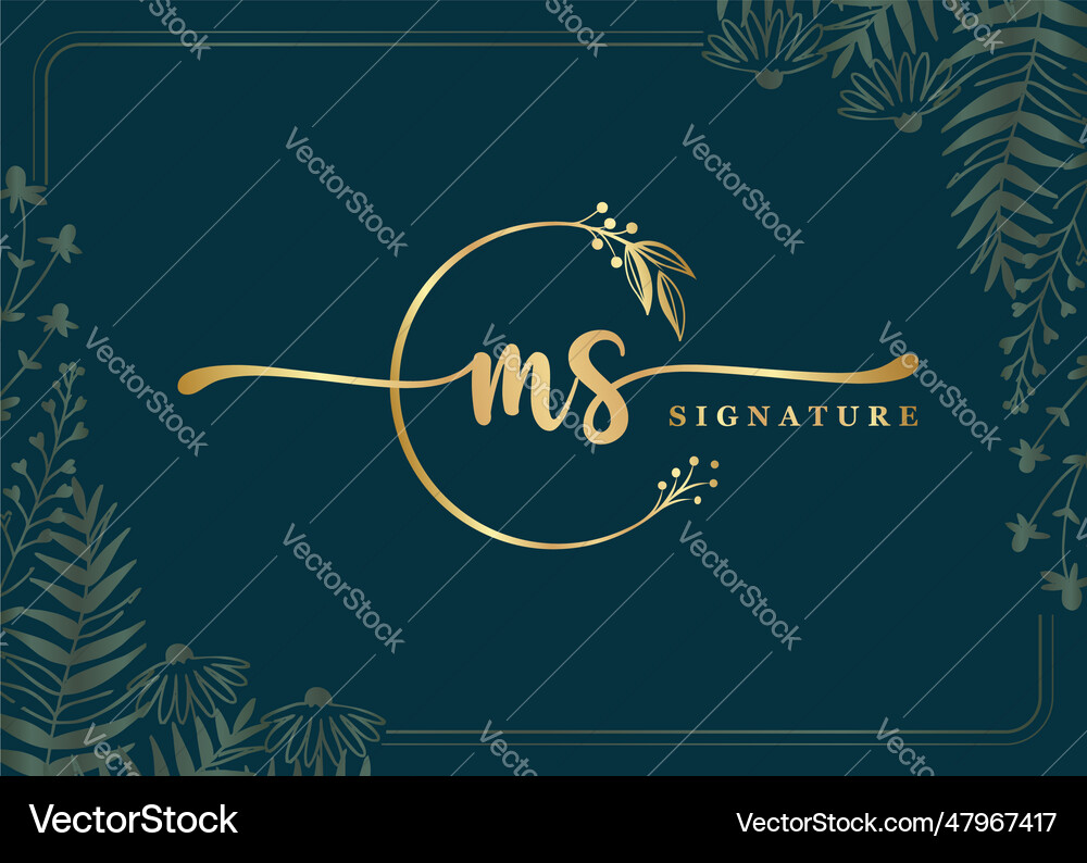 Luxury gold signature initial ms logo design Vector Image