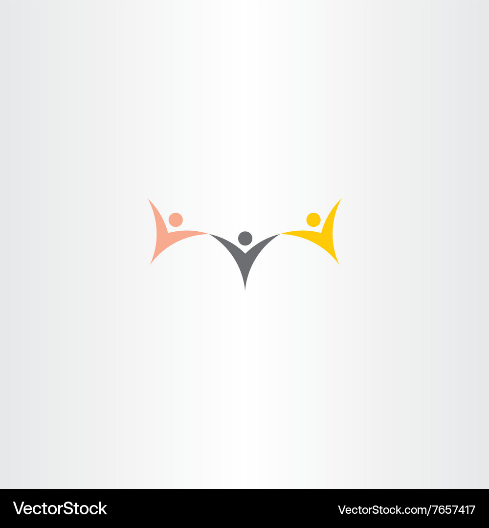 Multiracial people hold hand icon logo Royalty Free Vector