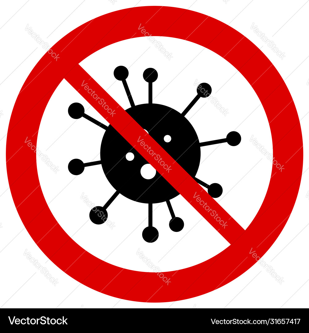 No germ icon prohibited sign viruses Royalty Free Vector