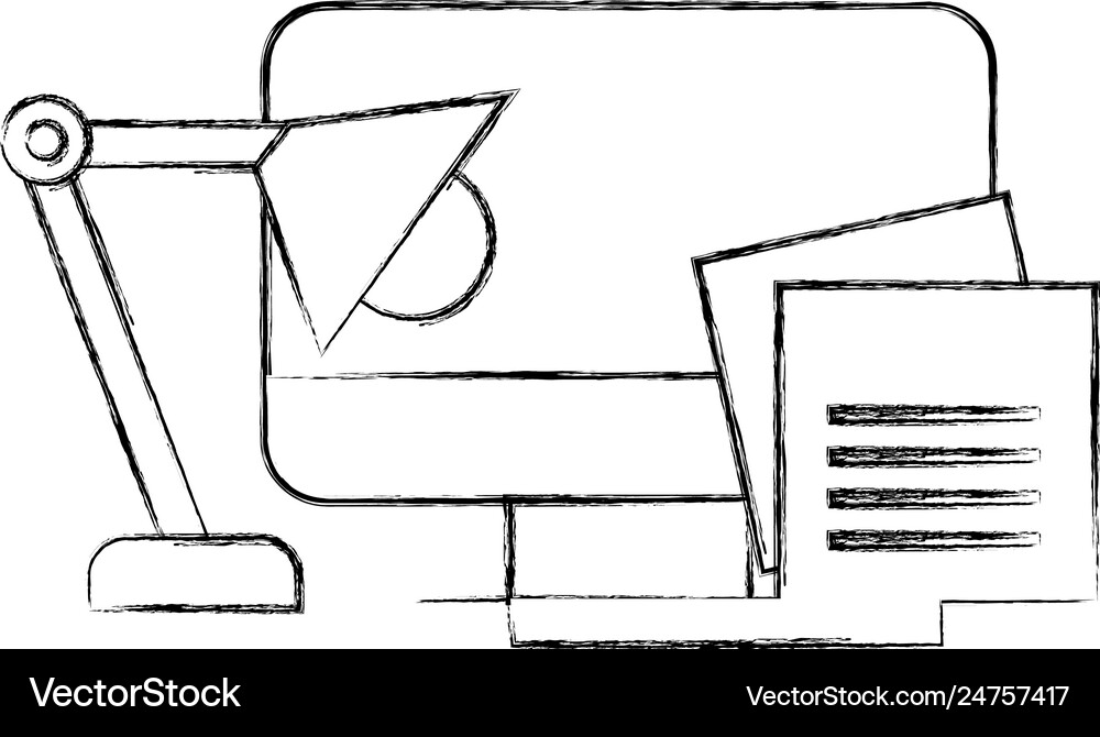 Office computer monitor notes paper memo Vector Image