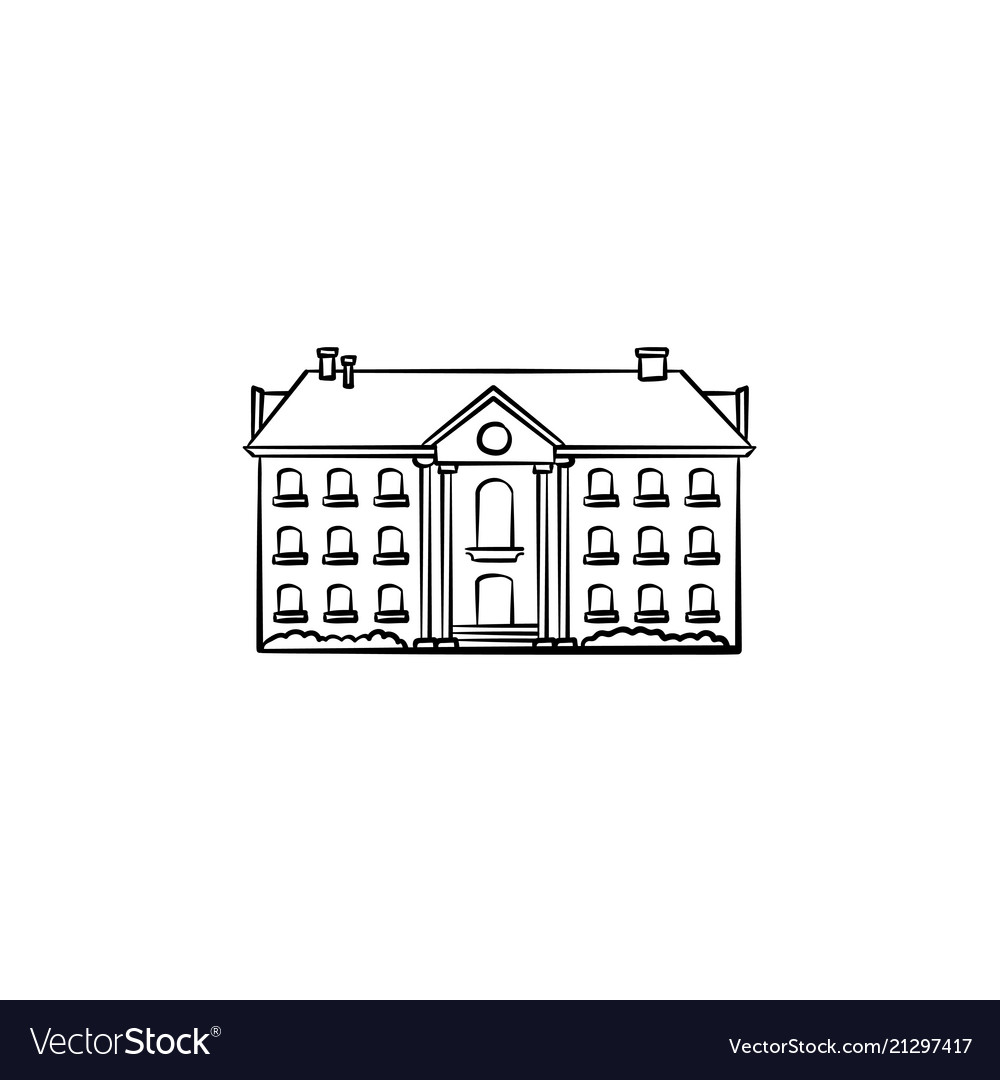 Old Apartment Building Hand Drawn Outline Doodle Vector Image