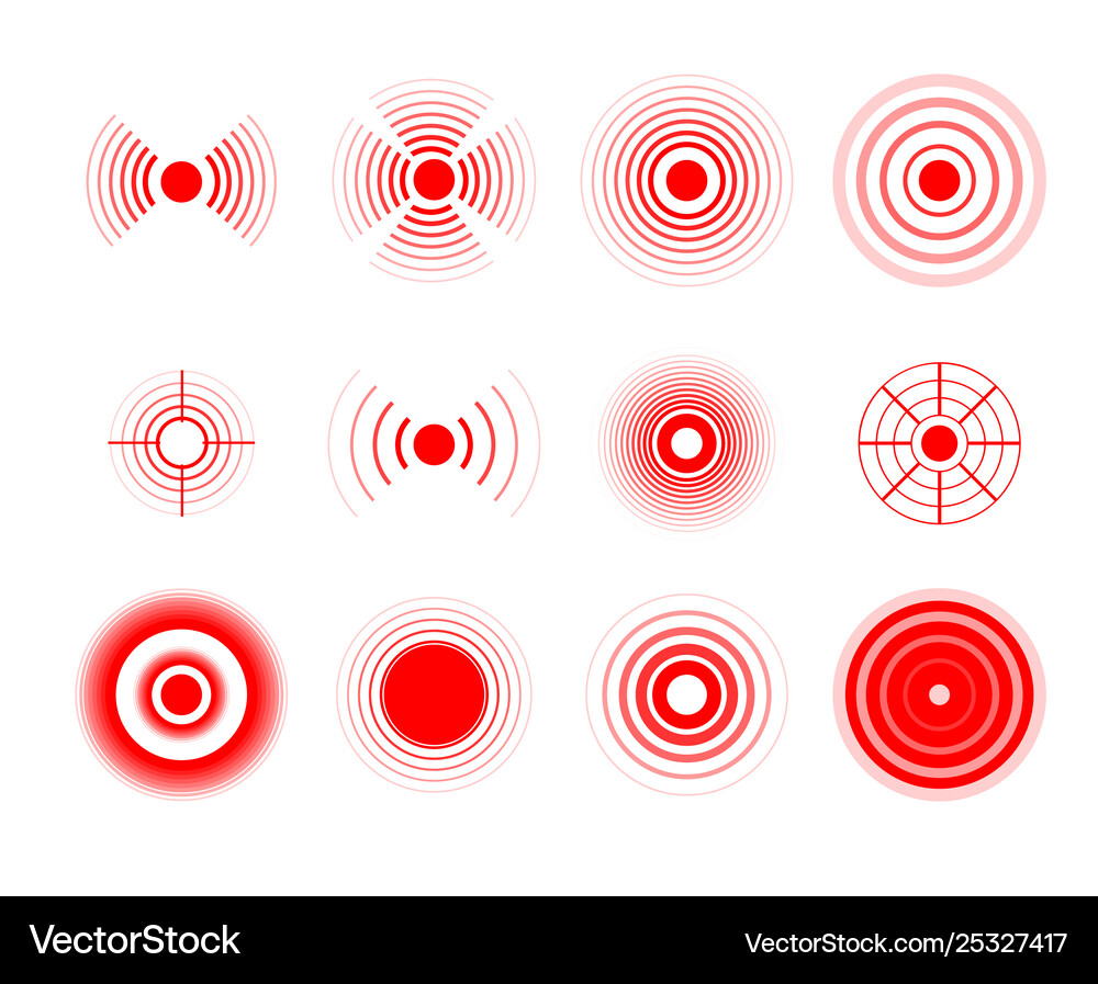Pain circles red painful target spot targeting Vector Image