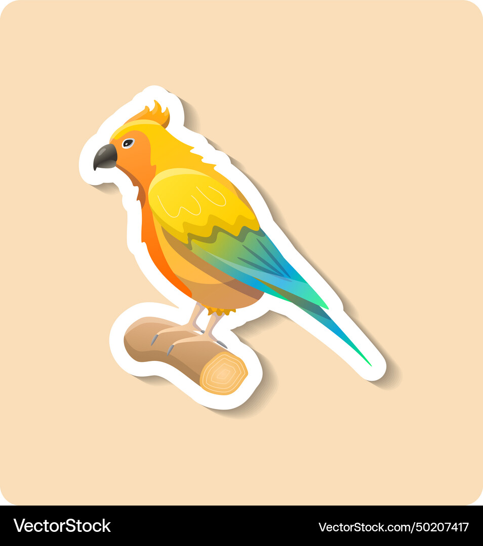 Parrot sticker bird colorful beak crest editable Vector Image