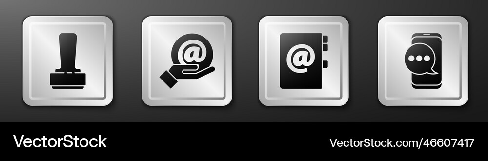 Set stamp mail and e-mail in hand address book Vector Image