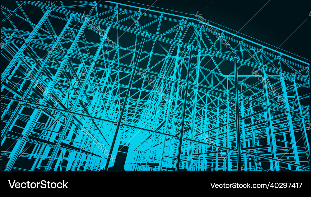 Structures of a large industrial hangar Royalty Free Vector