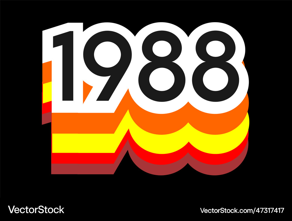Vintage 1988 with black background Royalty Free Vector Image