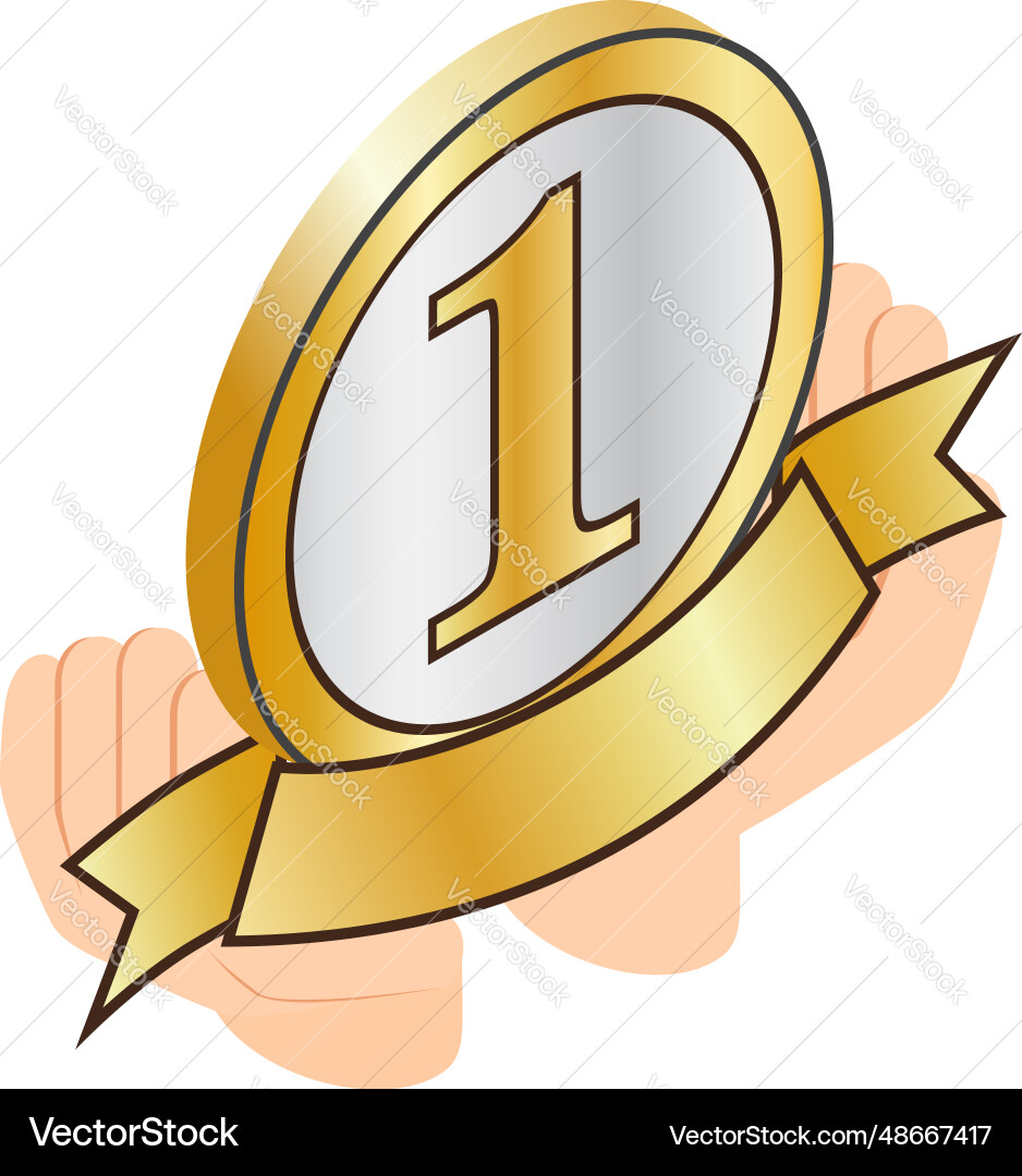 Winner symbol icon isometric golden first Vector Image