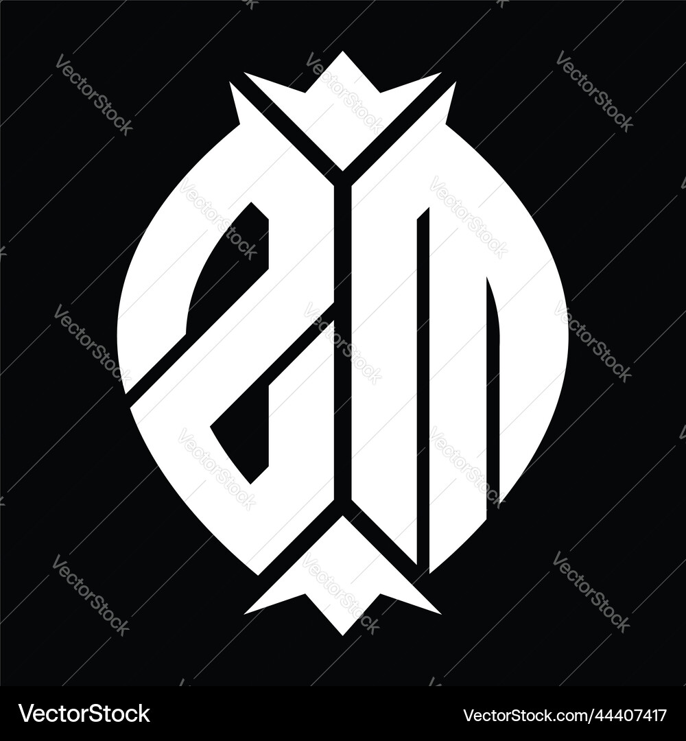 Zm logo monogram shield leaf design template Vector Image