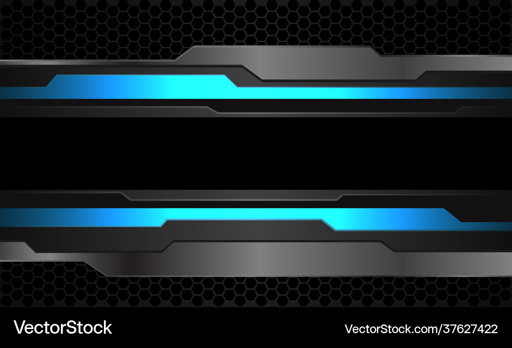 Abstract blue neon grey cyber black hexagon mesh Vector Image