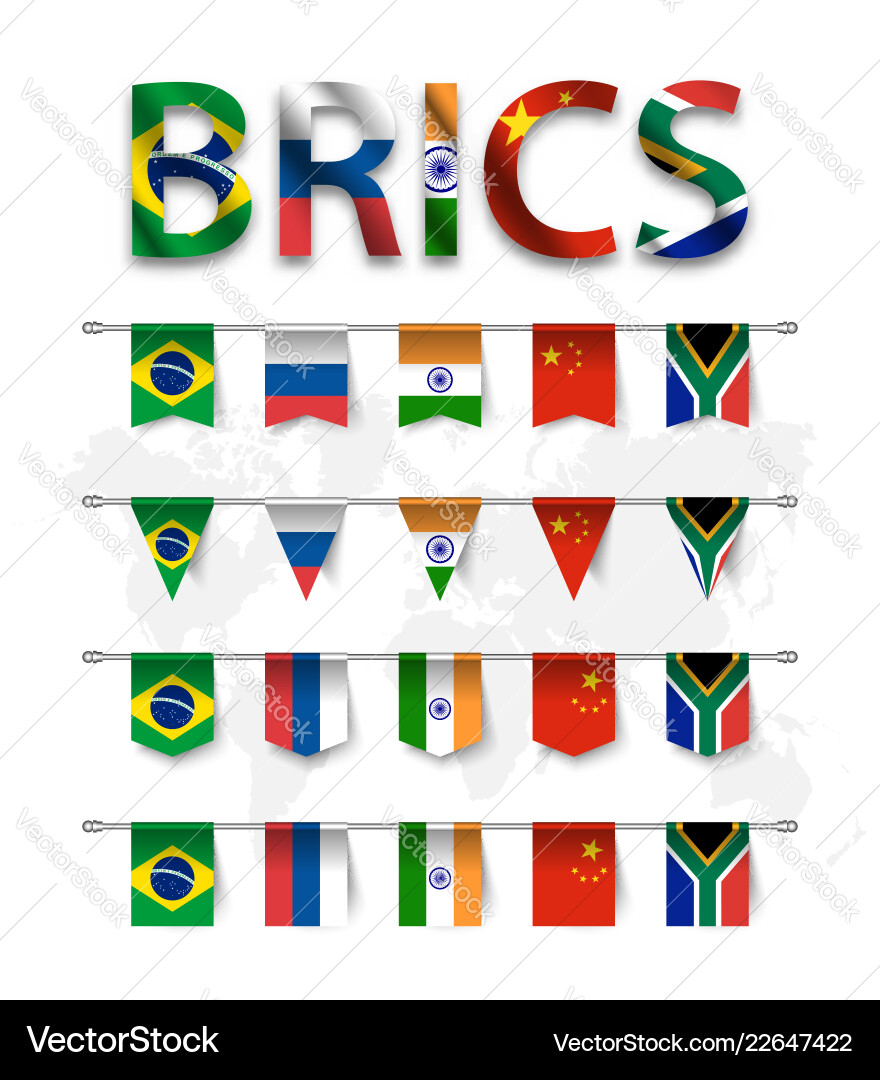 Brics association of 5 countries Royalty Free Vector Image