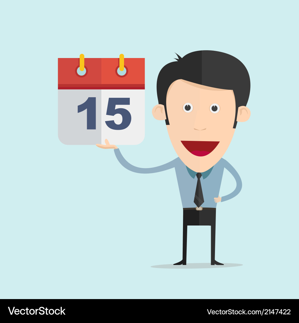 Cartoon with calendar in flat design Royalty Free Vector