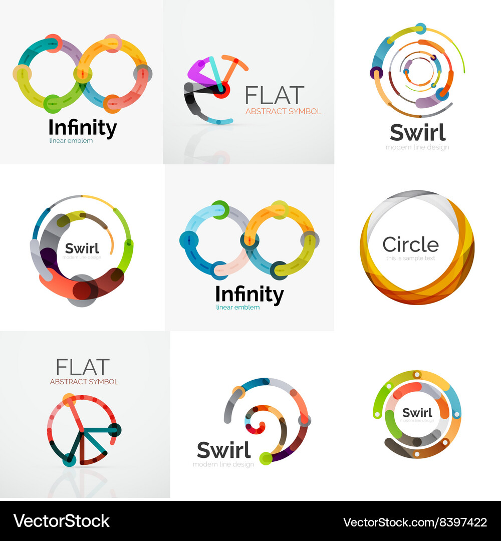Collection of abstract circle logos Royalty Free Vector