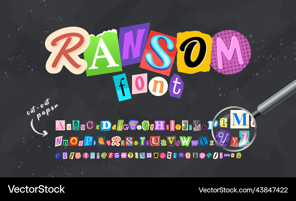 Color letters numbers and punctuation marks cut Vector Image