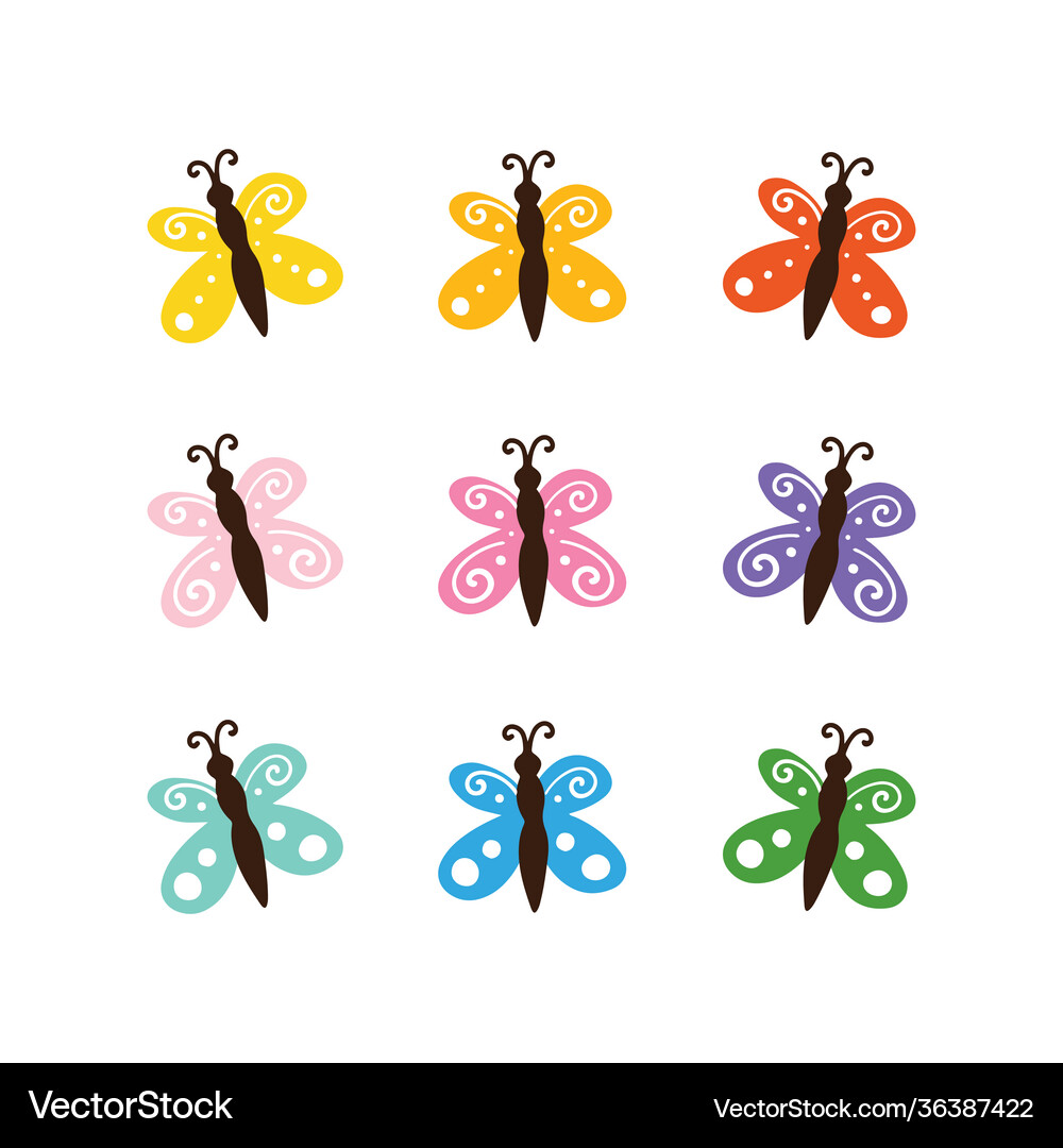 Colorful butterflies set for spring design Vector Image
