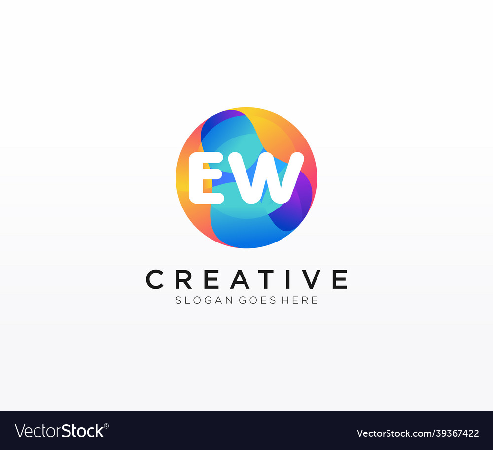 Ew initial logo with colorful circle template Vector Image