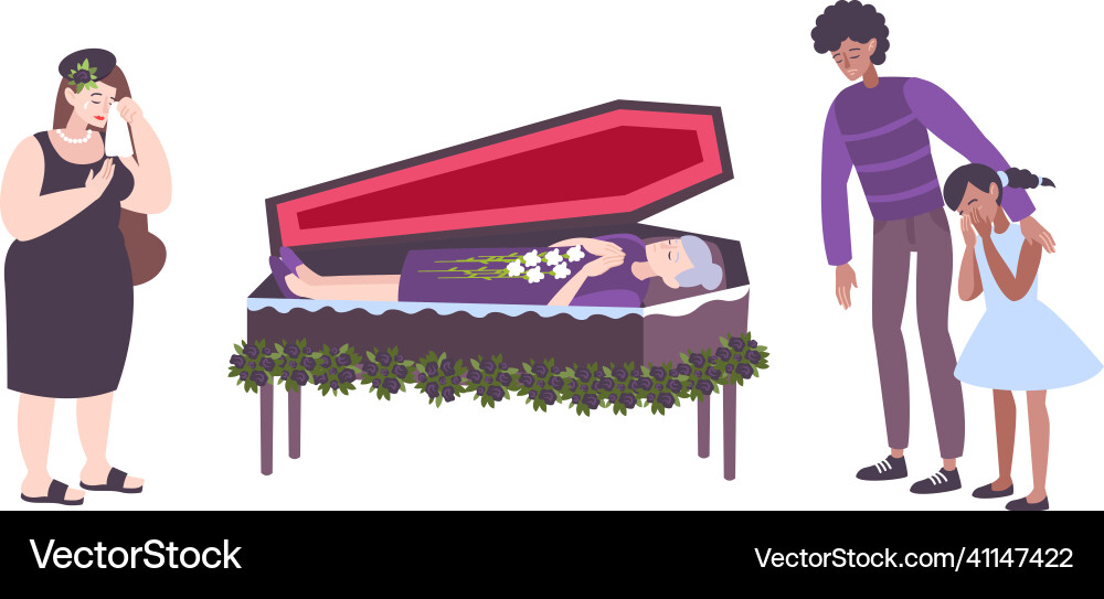 Funeral flat composition Royalty Free Vector Image