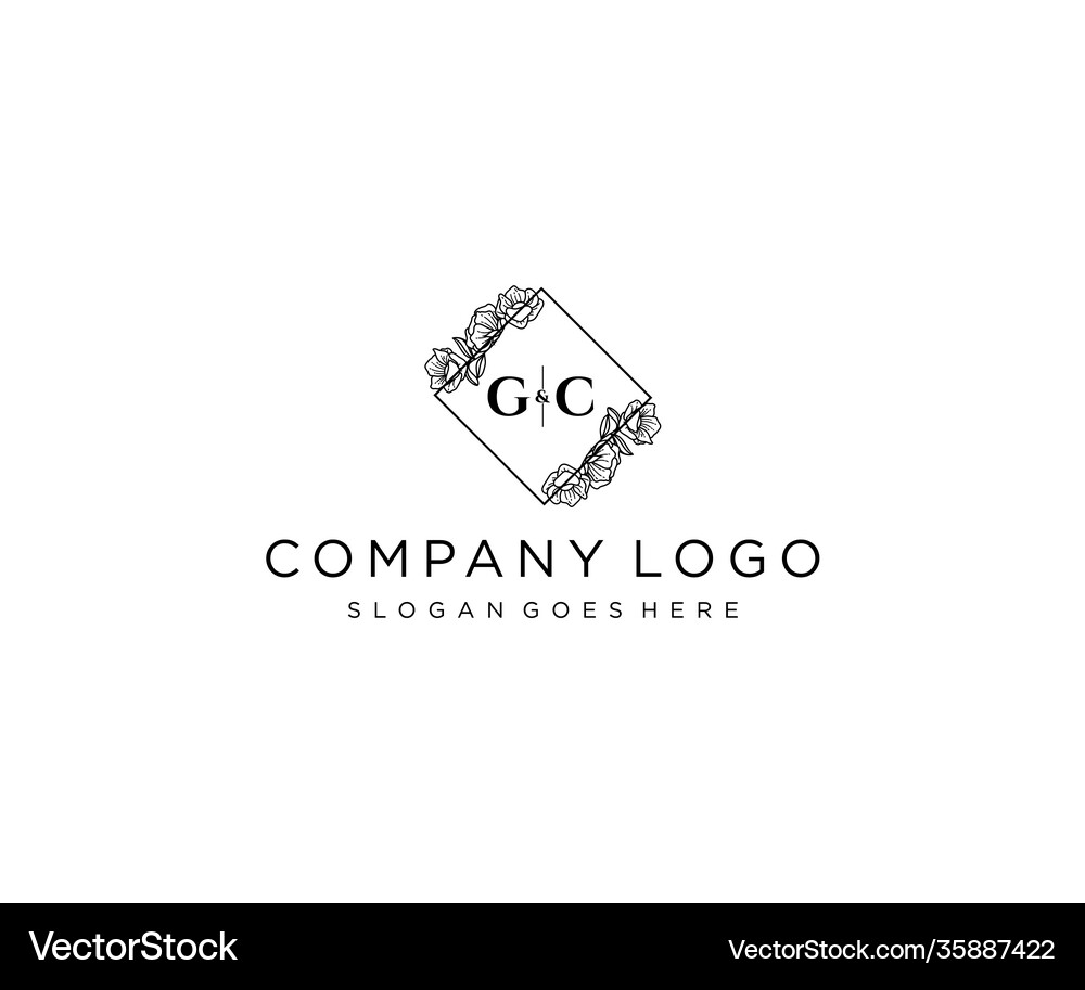 Initial gc letters botanical feminine logo Vector Image