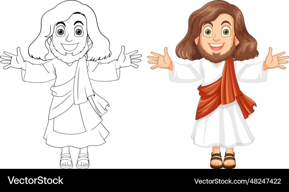 Jesus christ outline for colouring Royalty Free Vector Image