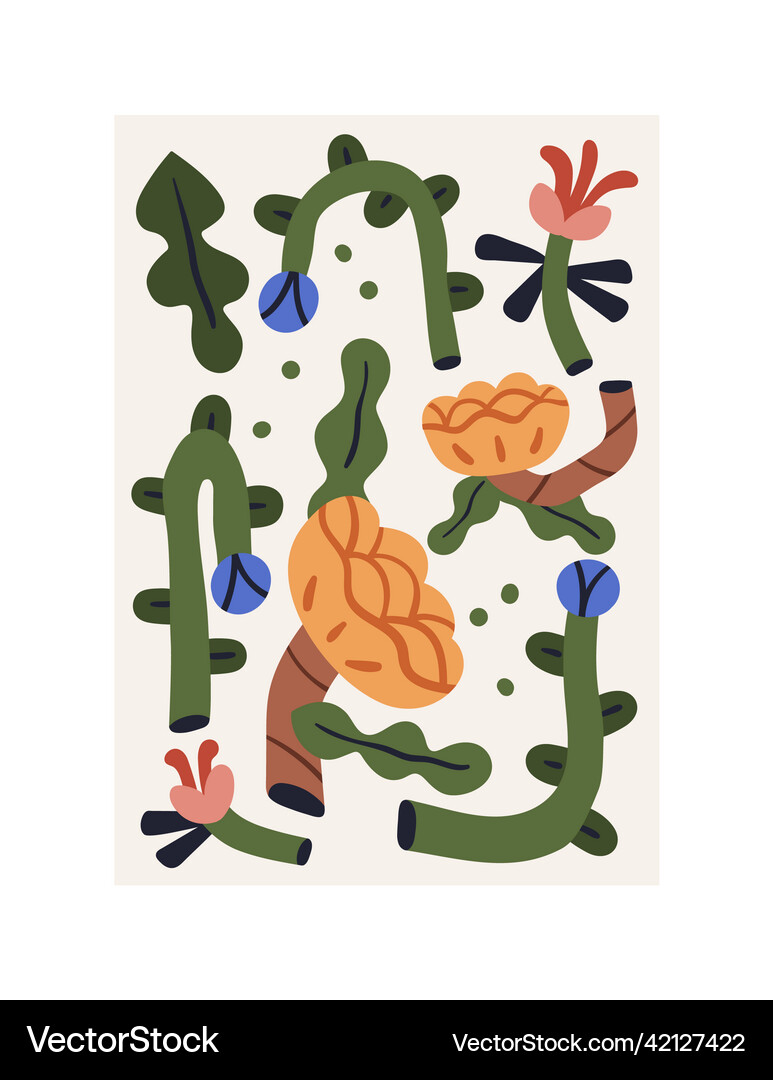 Modern botanical poster with floral plants Vector Image