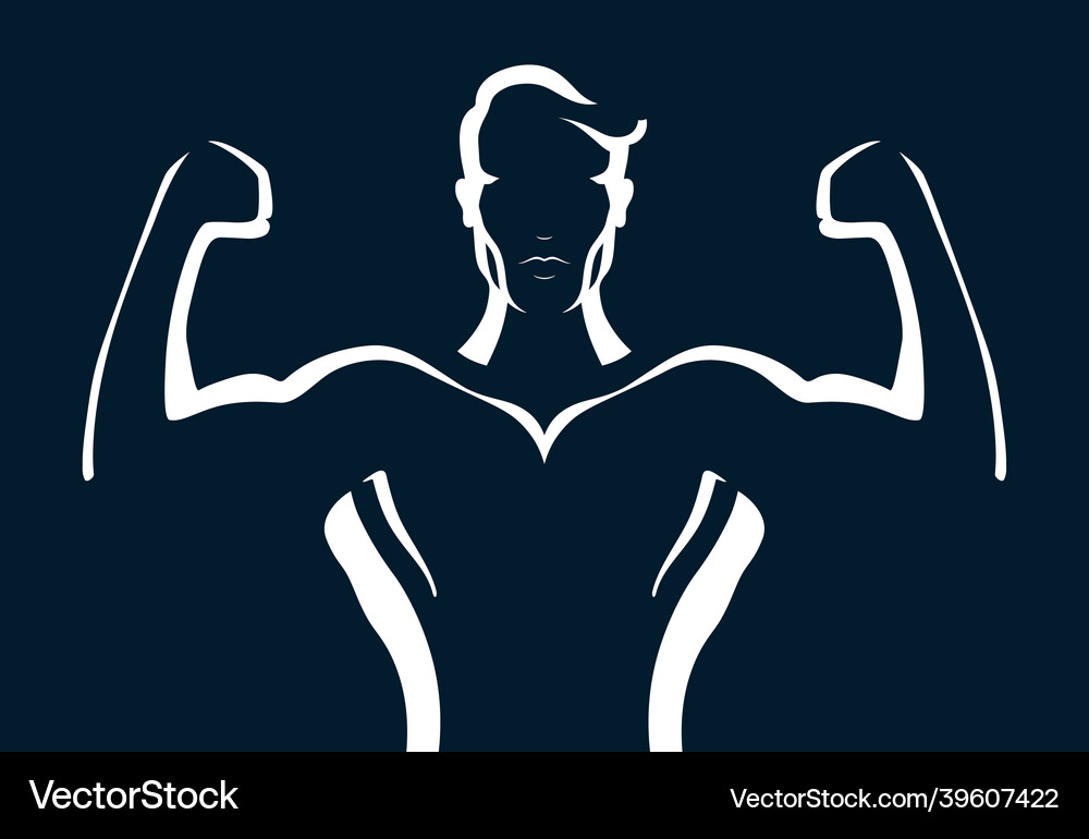 Muscular Man Arms Up Royalty Free Vector Image