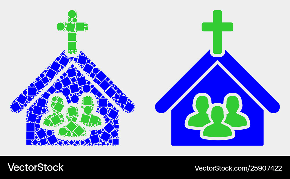 Pixelated and flat church people icon Royalty Free Vector