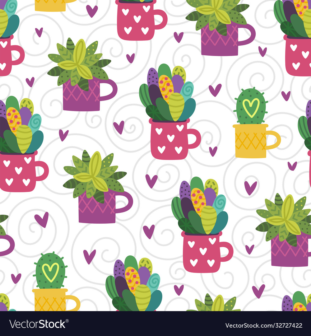 Seamless cactus pattern Royalty Free Vector Image