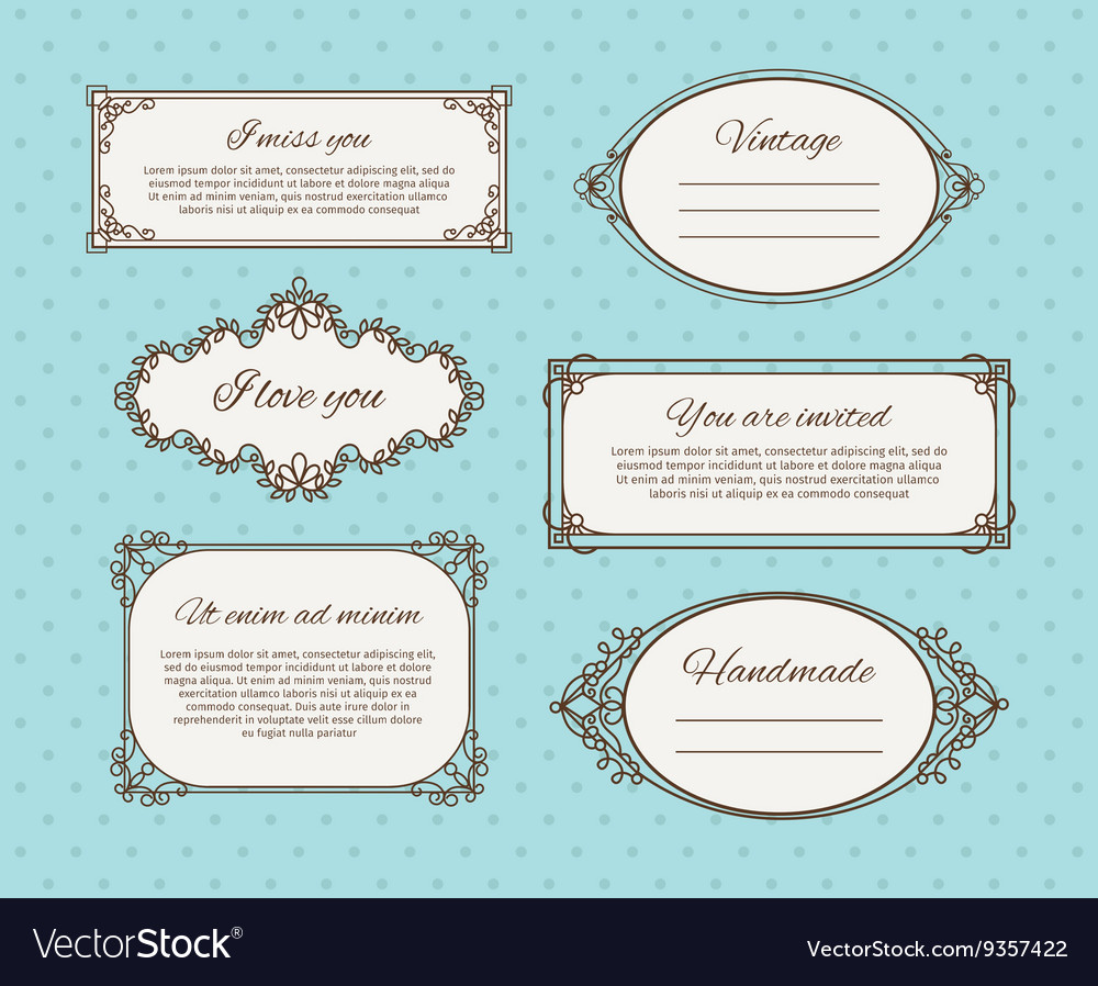 Vintage frames with text Royalty Free Vector Image