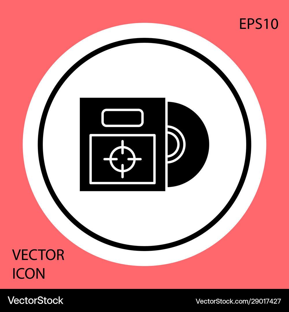 Black cd or dvd disk in box icon isolated on red Vector Image