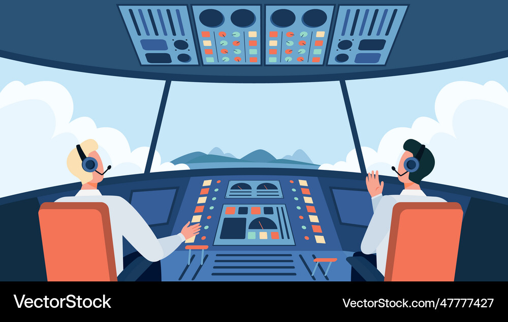 Colorful airplane cockpit isolated flat Royalty Free Vector
