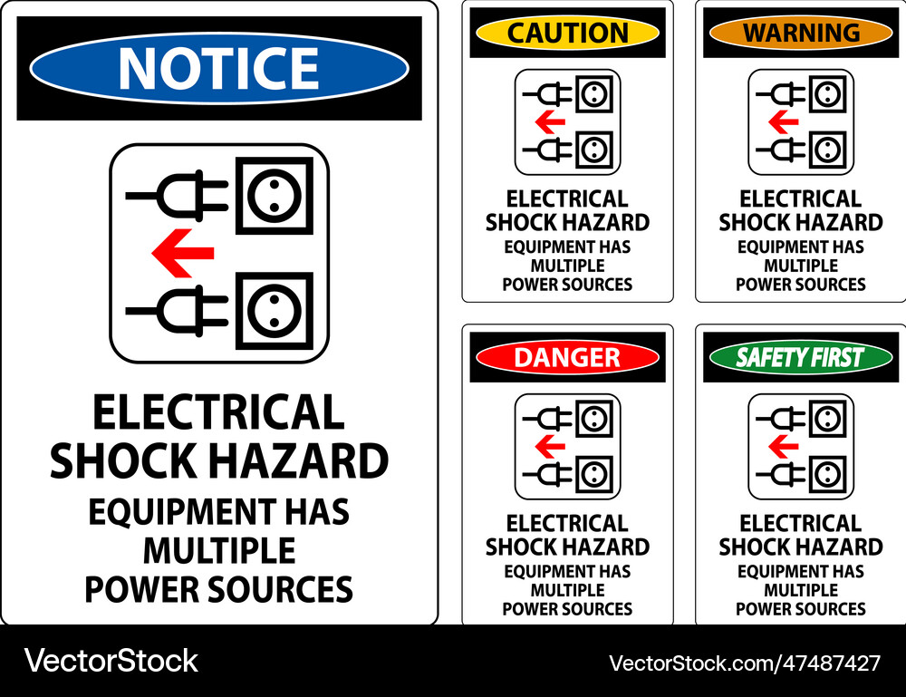 Danger sign electrical shock hazard equipment has Vector Image