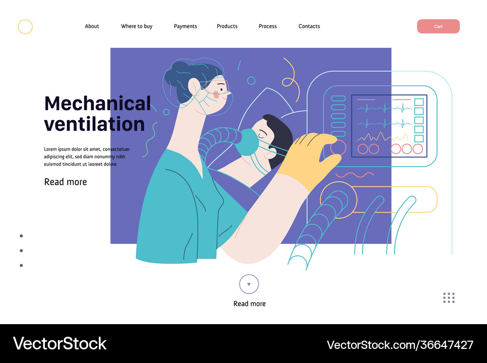 Mechanical ventilation - medical insurance Vector Image