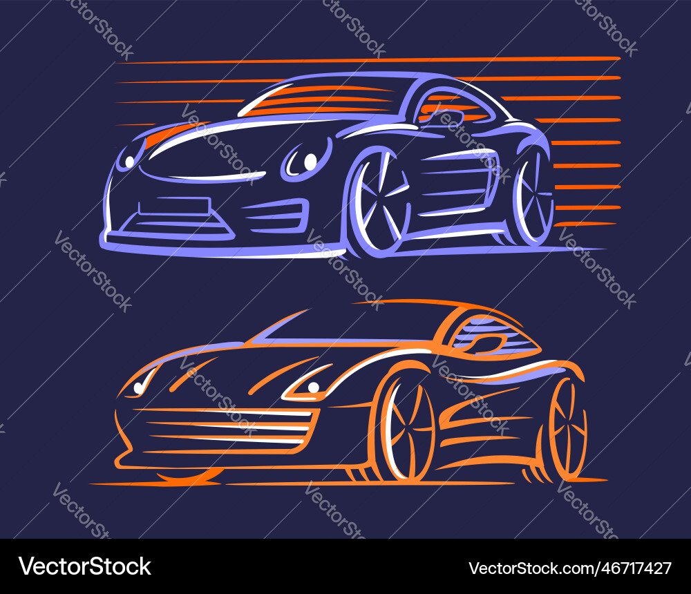 Modern sport car line side view auto Royalty Free Vector
