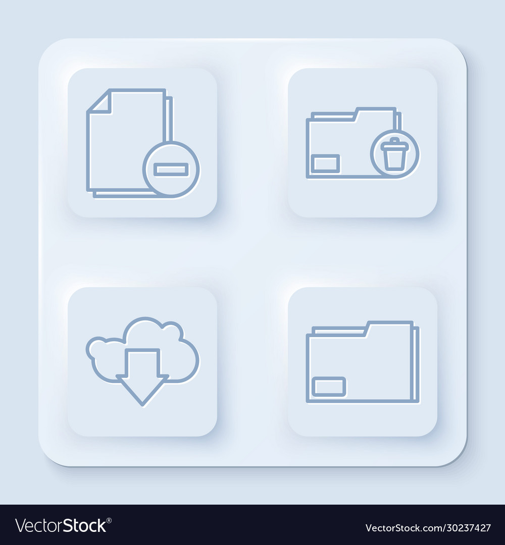 Set Line Document With Minus Delete Folder Cloud Vector Image