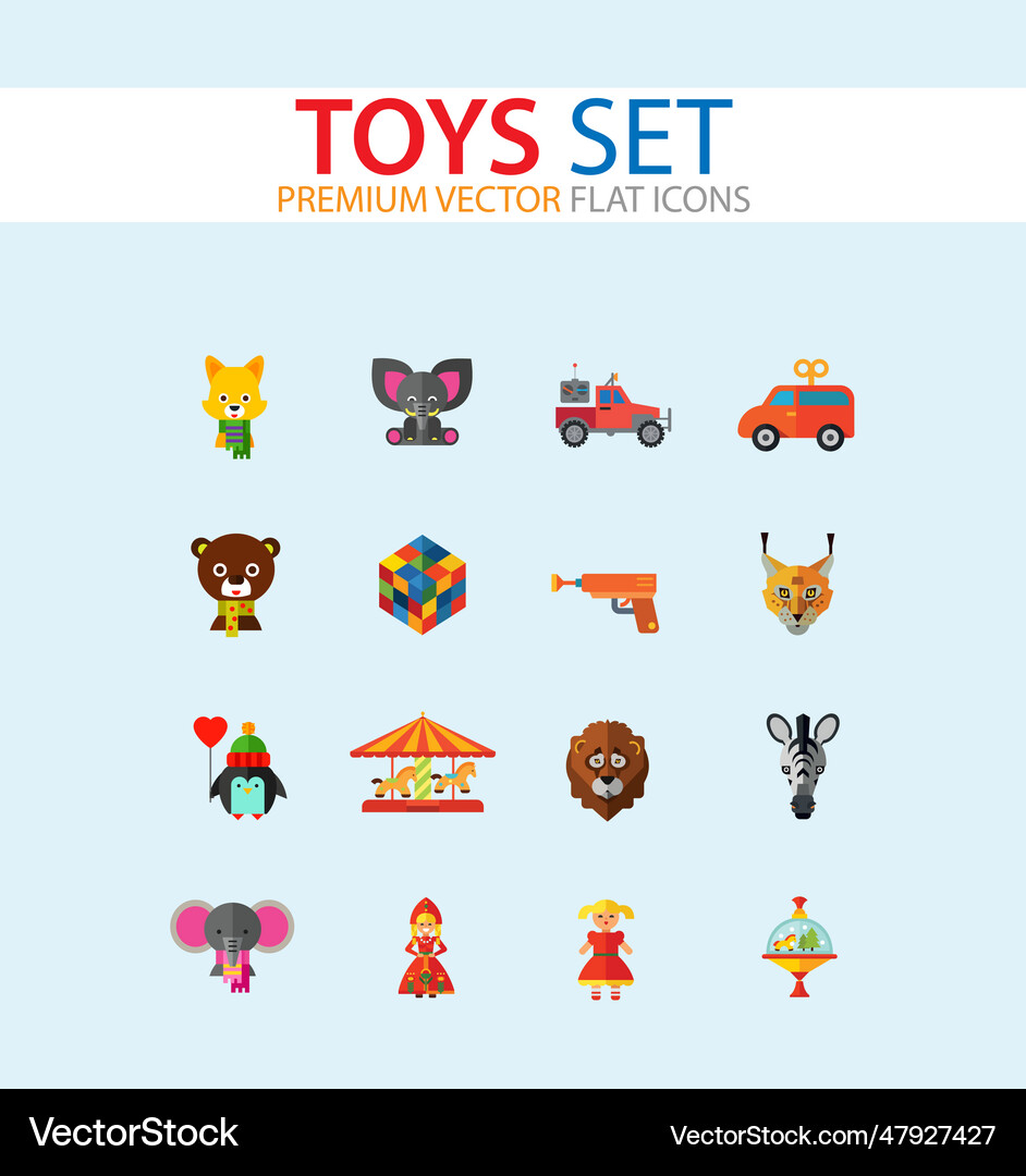 Toys icons set Royalty Free Vector Image - VectorStock