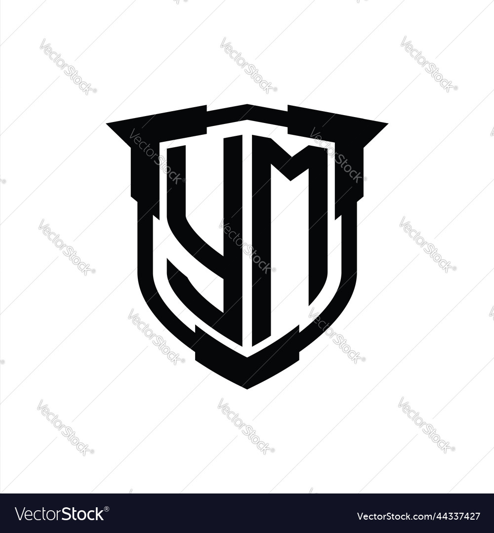 Ym logo monogram letter with shield shape design Vector Image