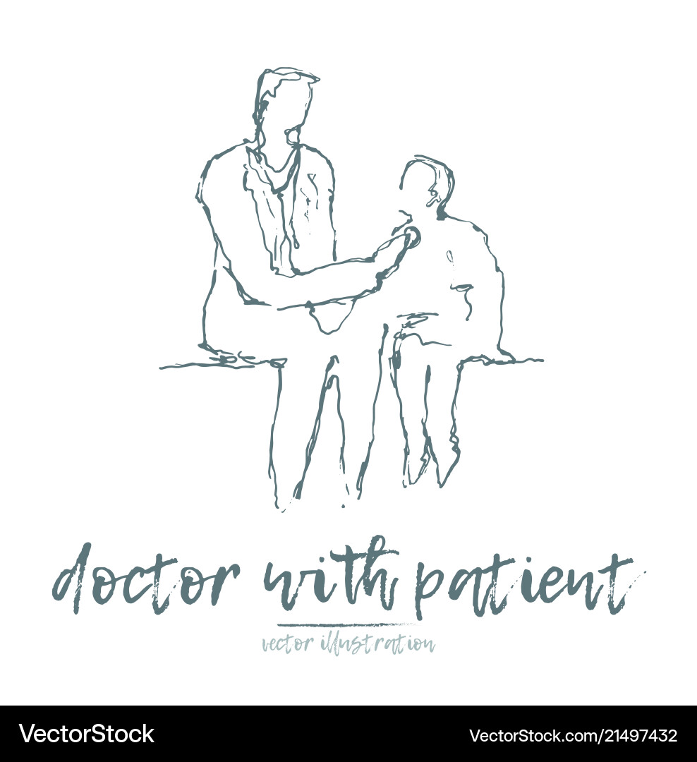 Doctor patient sketch hand drawn Royalty Free Vector Image